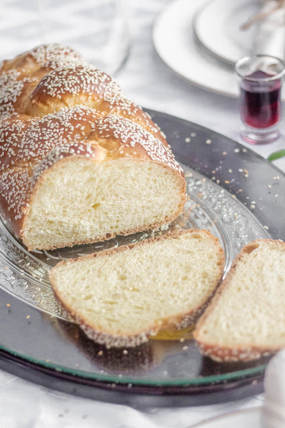 Traditional bakery style Challah bread.Soft, sweet fluffy and crumbly.