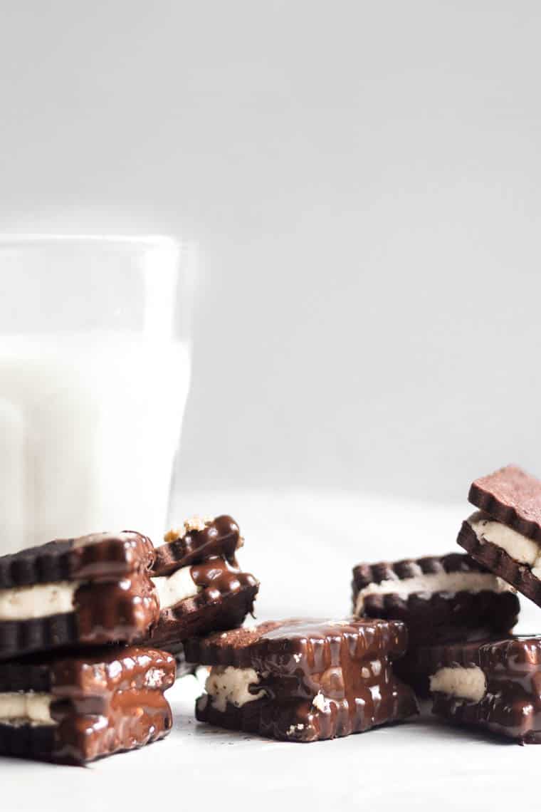 Chocolate Halva Sandwich Cookies, Soft, crispy chocolate shortbread