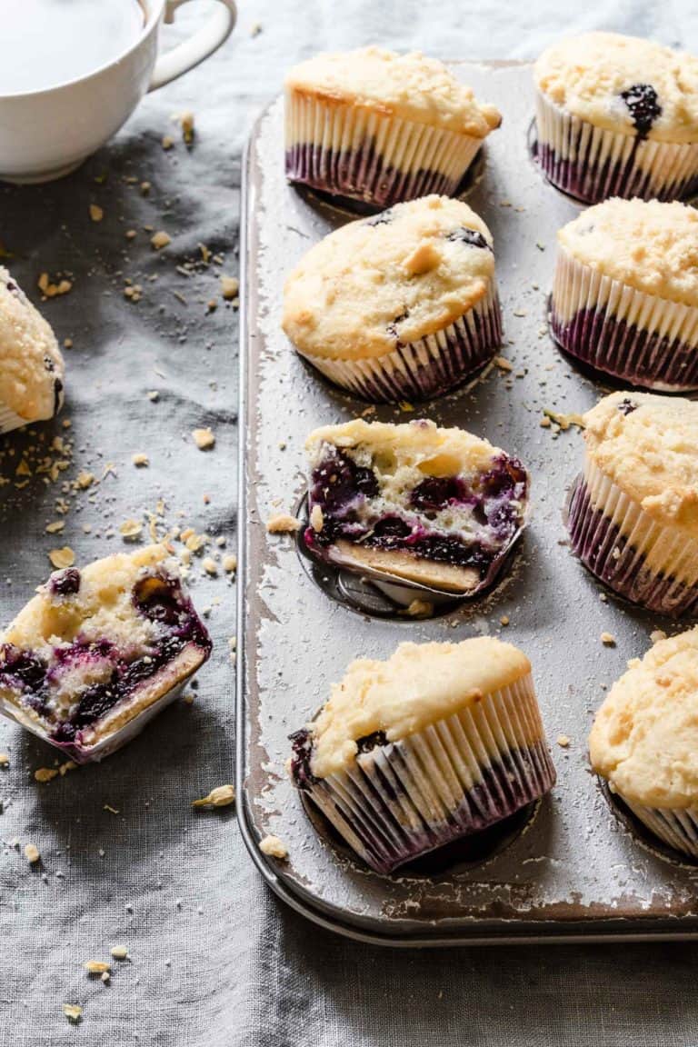 Blueberry Pie Muffins, fluffy and tender muffin with pie crust and filling.