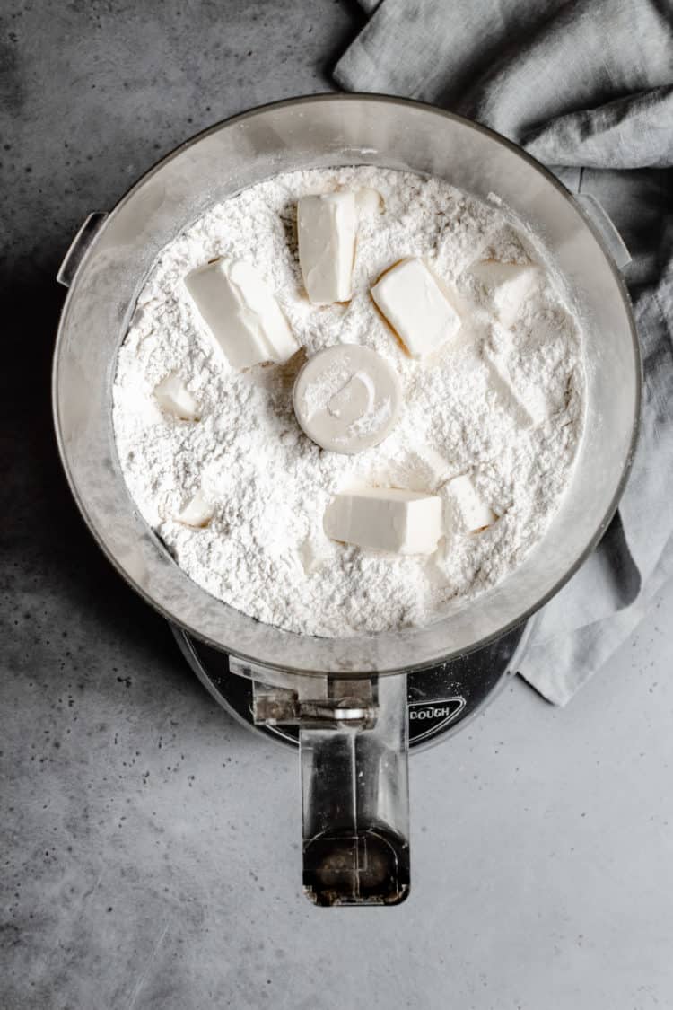 Pie crust is a flaky, tender and buttery with a golden color.