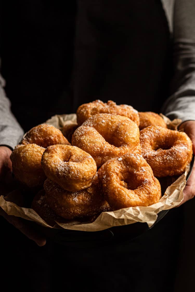 Sfenj Moroccan donuts are made of a sticky unsweetened dough