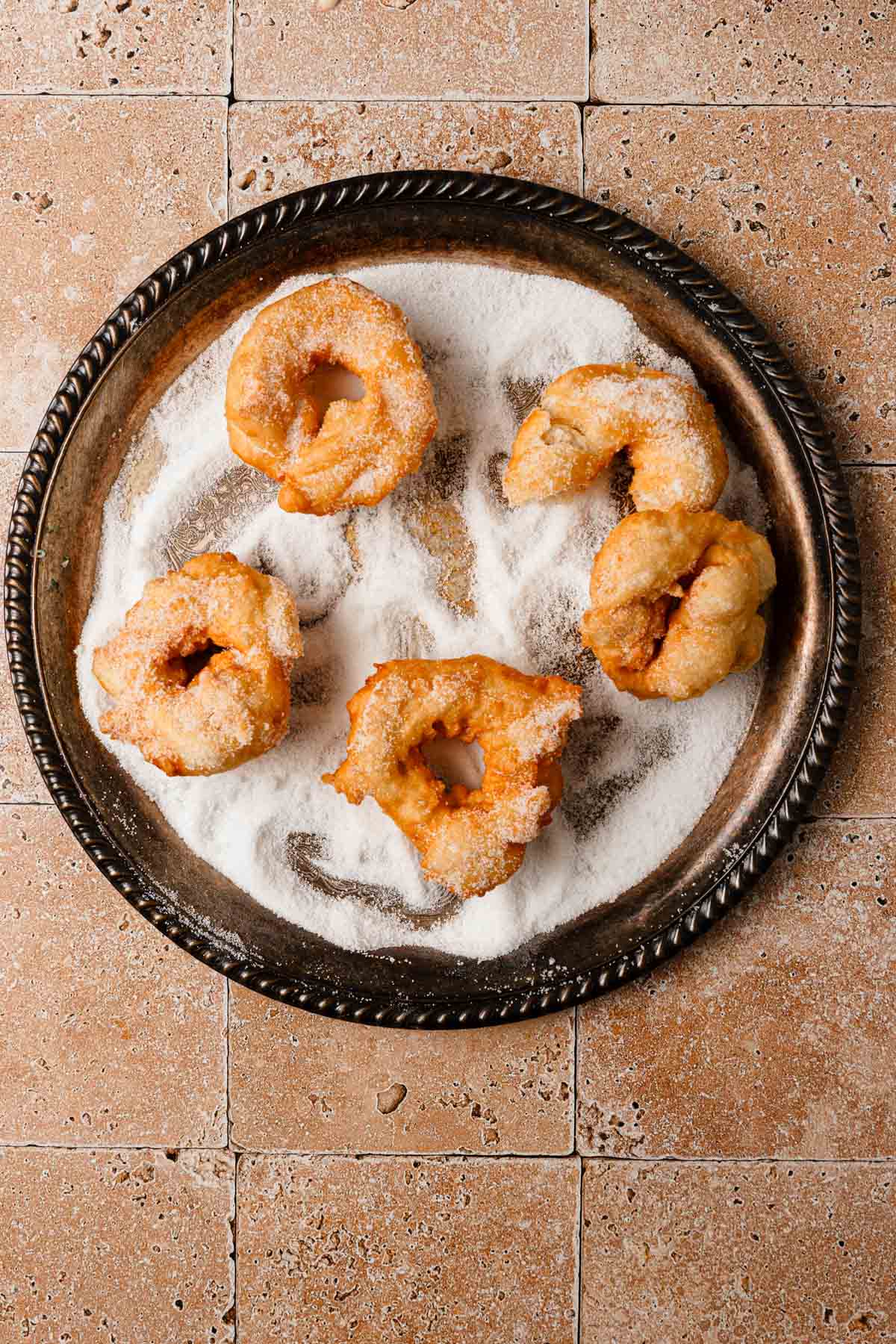 Sfenj Moroccan donuts are made of a sticky unsweetened dough