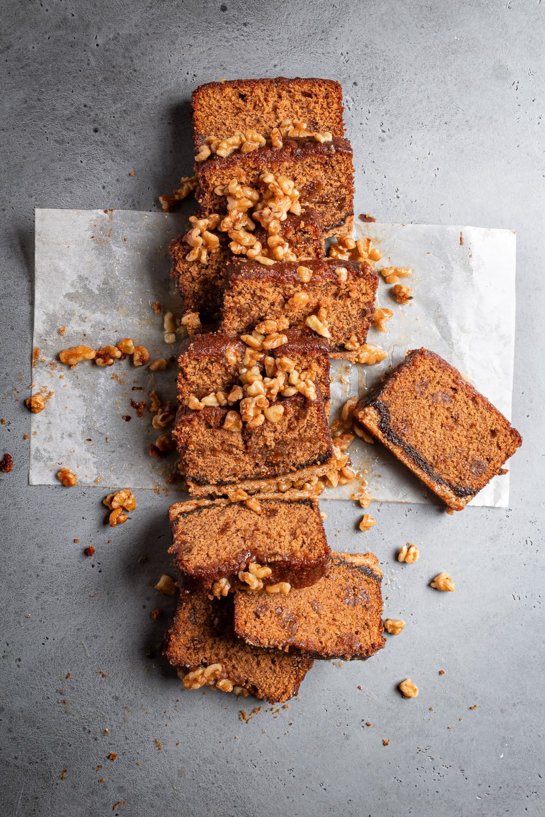 Fig Cake soft and tender fig cake topped with walnuts in honey syrup.