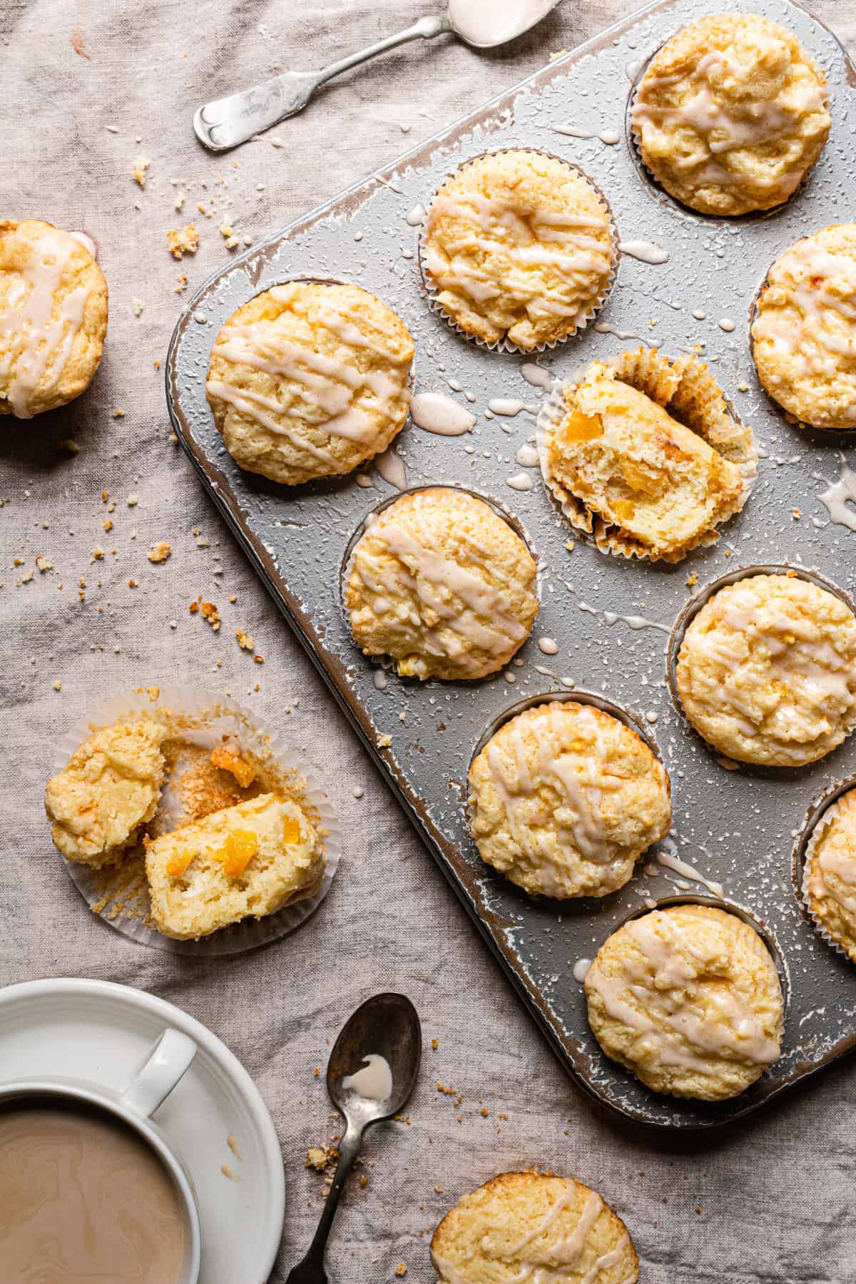 Peach Muffins soft, tender and moist. Easy and fast.