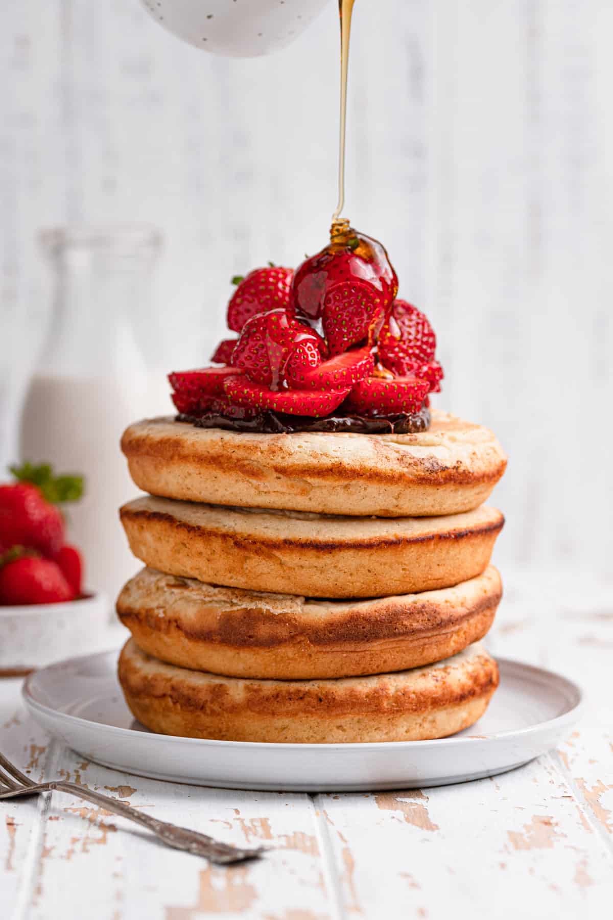 These Fluffy pancakes are tender, mile-high thick pancakes t