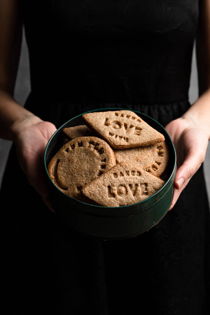 Rye shortbread cookies, easy to make and made with 100% rye flour.