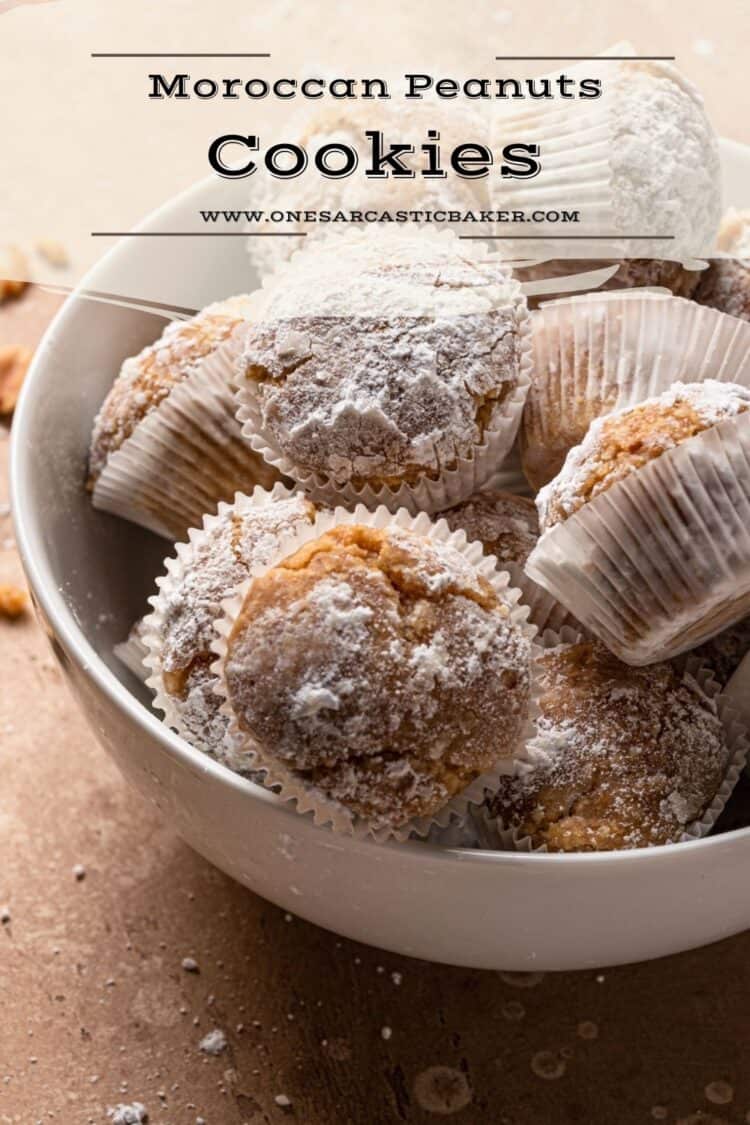 Moroccan Peanuts cookies, coated with sugar and spices.