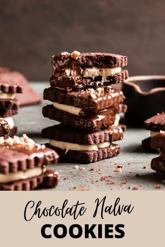 Chocolate Halva Sandwich Cookies, Soft, crispy chocolate shortbread