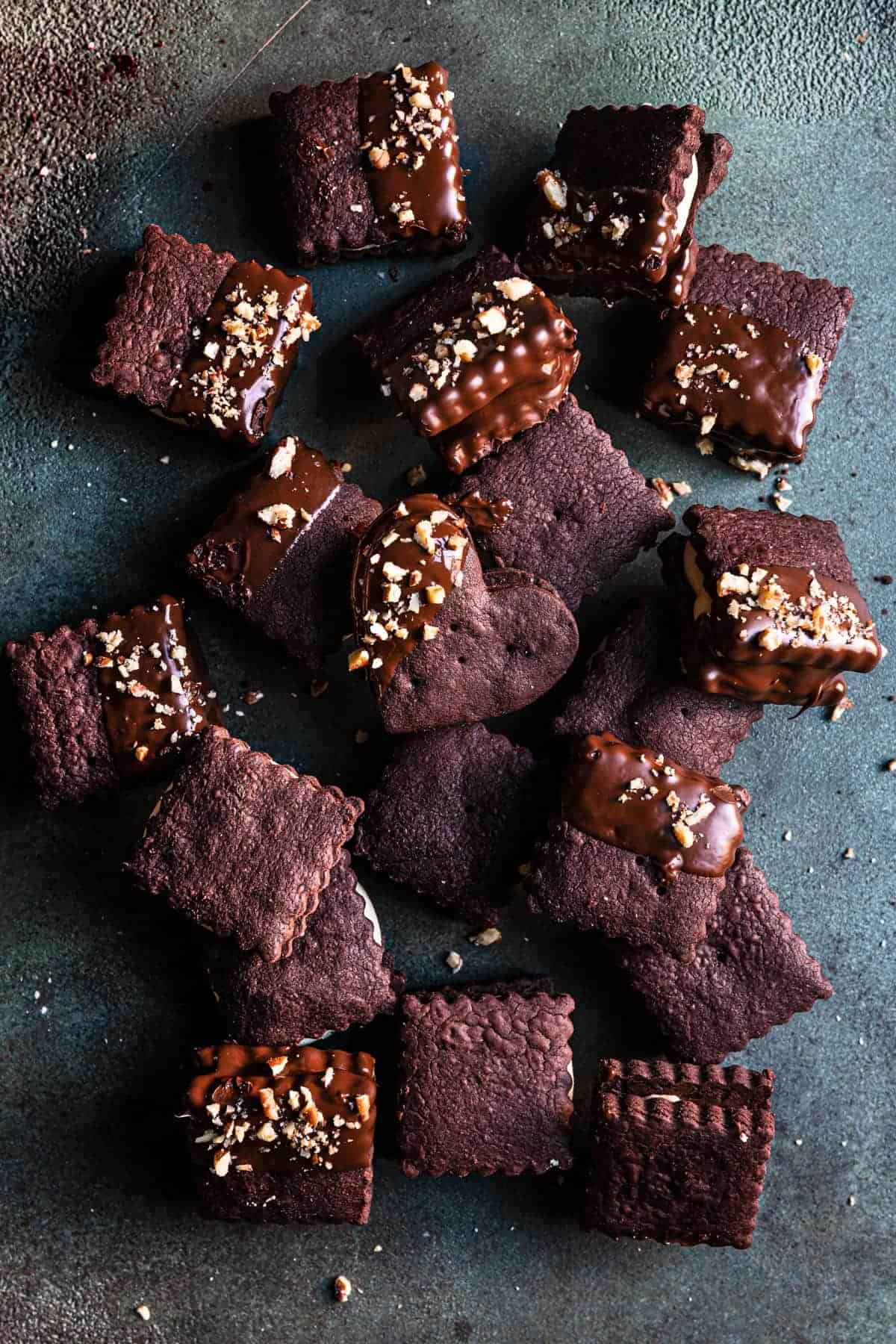 Chocolate Halva Sandwich Cookies, Soft, crispy chocolate shortbread