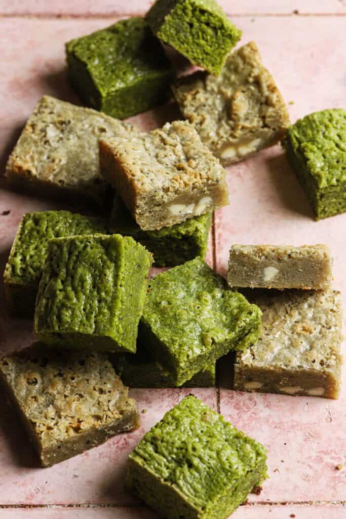 Matcha brownies recipe, fudgy with chocolate