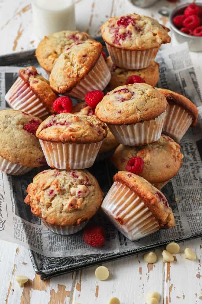 white chocolate raspberry muffins - Moist and Tender