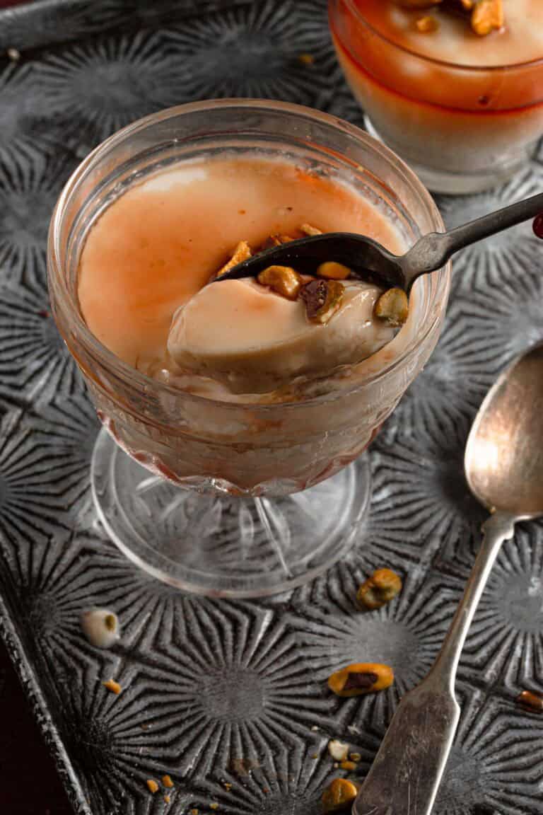 Israeli Malabi, A Honey and Milk Pudding.