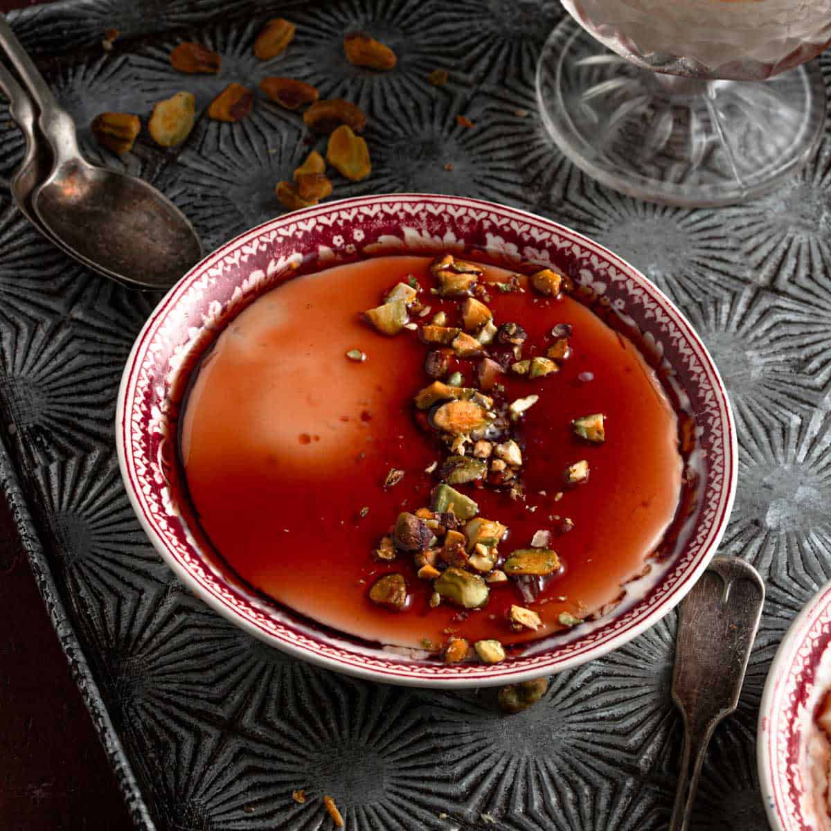 Israeli Malabi, A Honey and Milk Pudding.