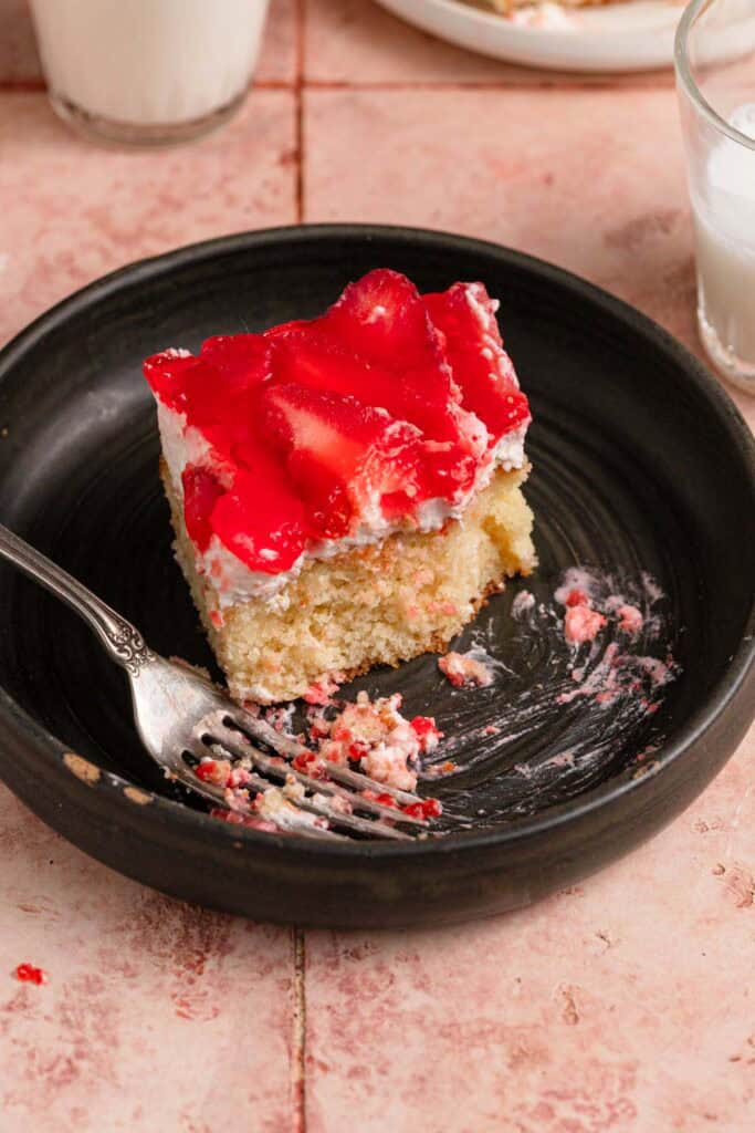 strawberry cream cake topped with Jello