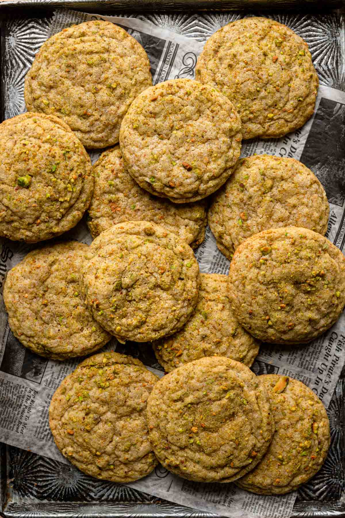 Pistachio sugar cookies, soft tender and slightly chewy